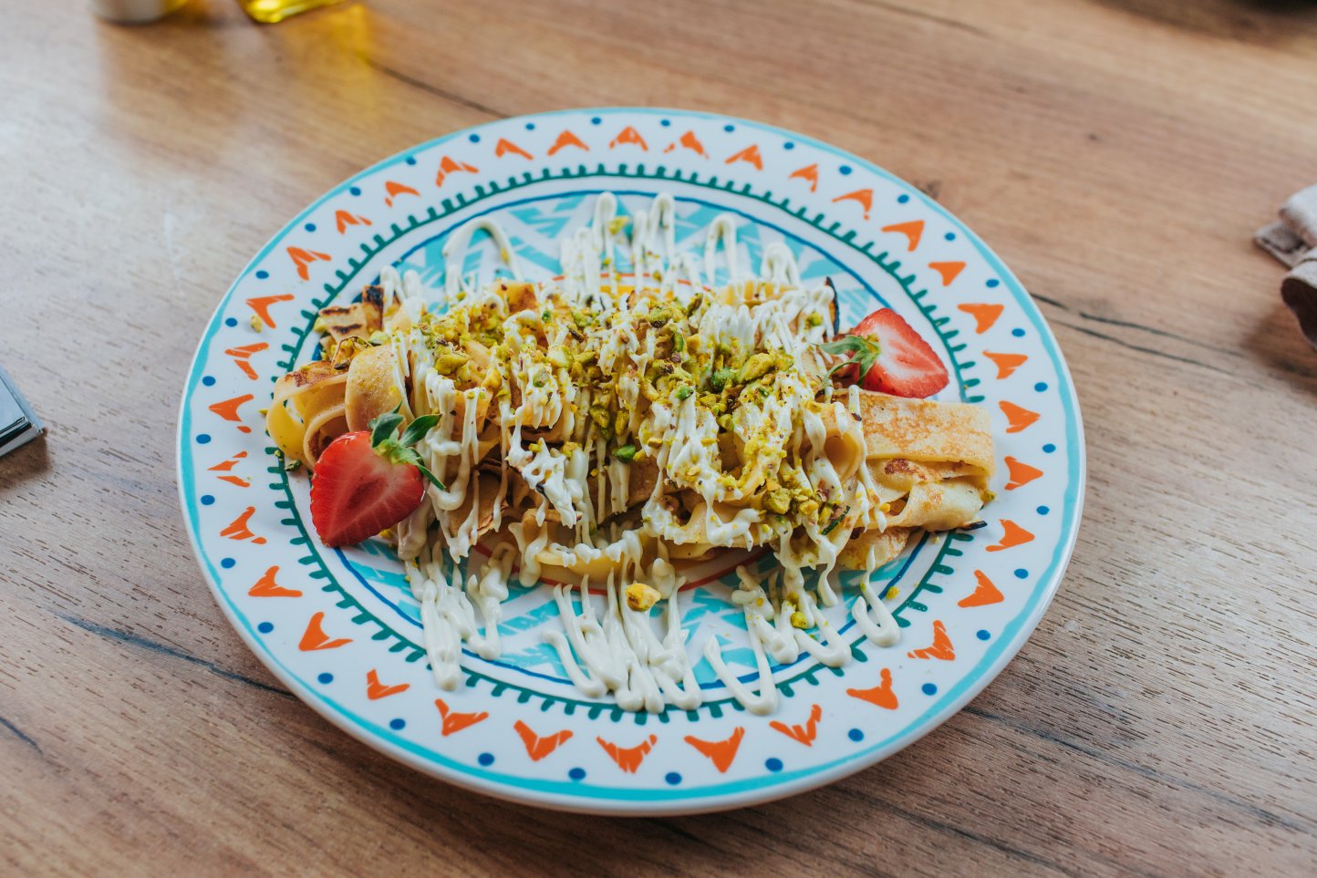 Clătite cu fistic și ciocolată albă - Atelierul de Pizza